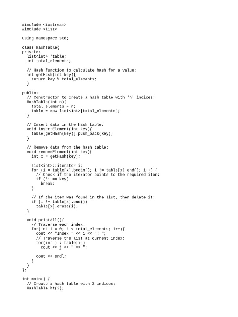 Insert - Deletion in Hash Table | PDF