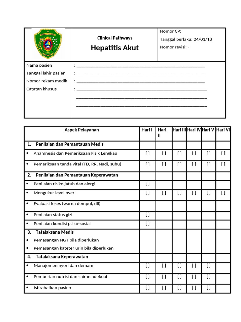 RSUD Clinical Pathway Hepatitis Akut | PDF