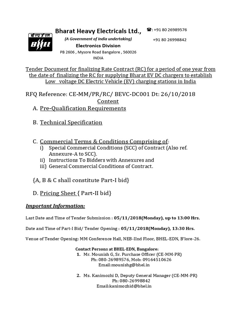 Tender Document | PDF | Battery Charger | Electrical Engineering