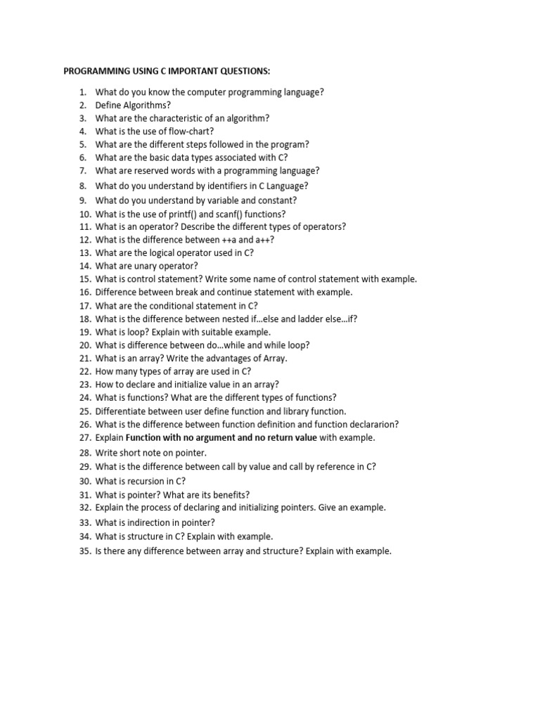 Key C Programming Questions Explained | PDF