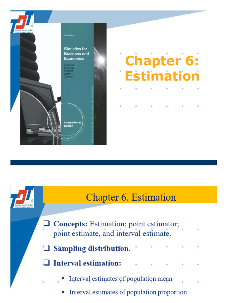 Chapter 6. Estiamation | PDF | Estimator | Sample Size Determination