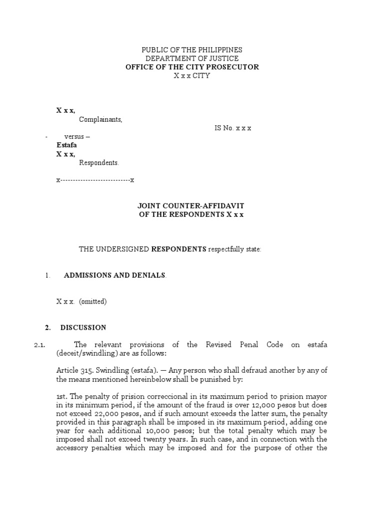 Analysis of Key Legal Cases and Elements of the Crime of Estafa ...