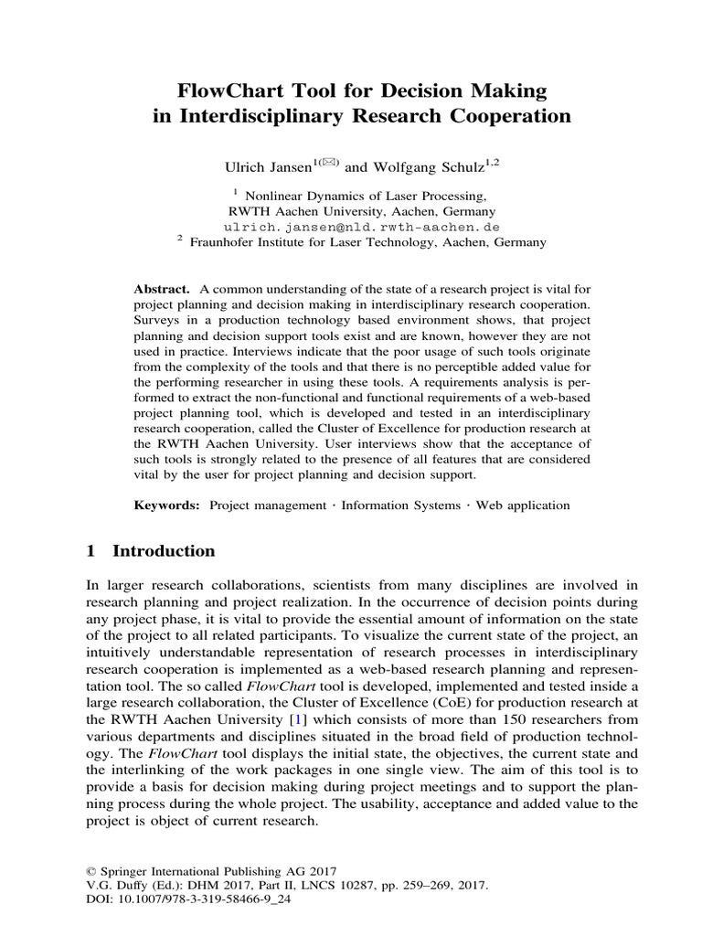 Flowchart Tool For Decision Making in Interdisciplinary Research ...