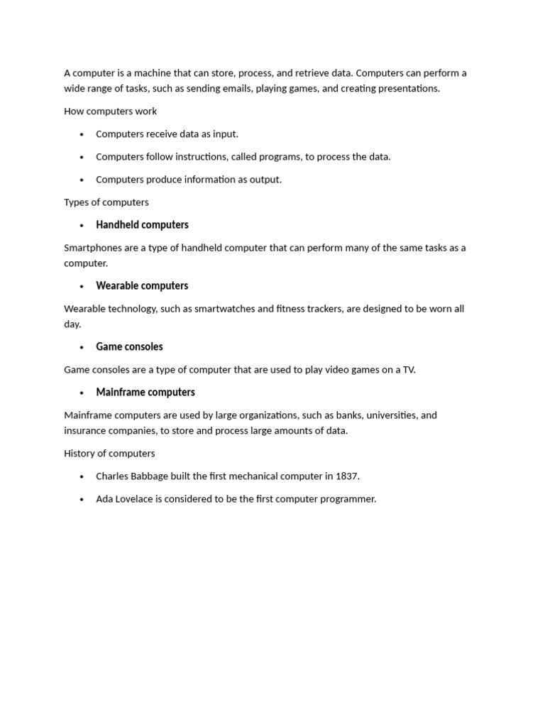 Types and History of Computers | PDF