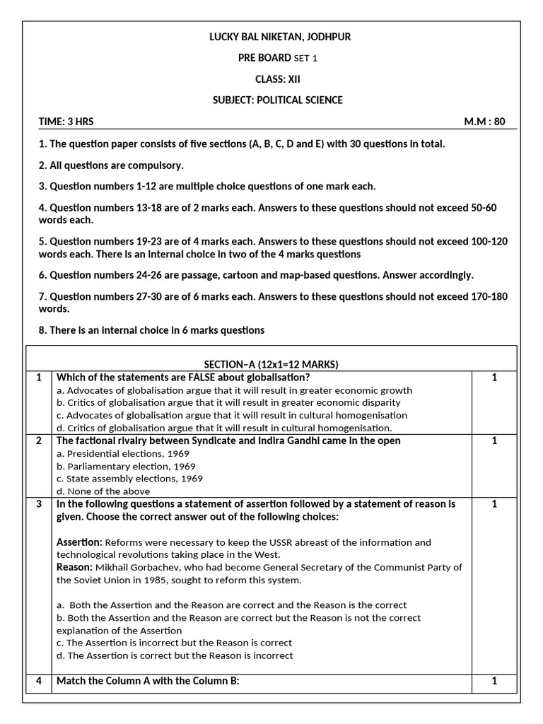 LBN 12 Pre Board 2 Set 2 | PDF