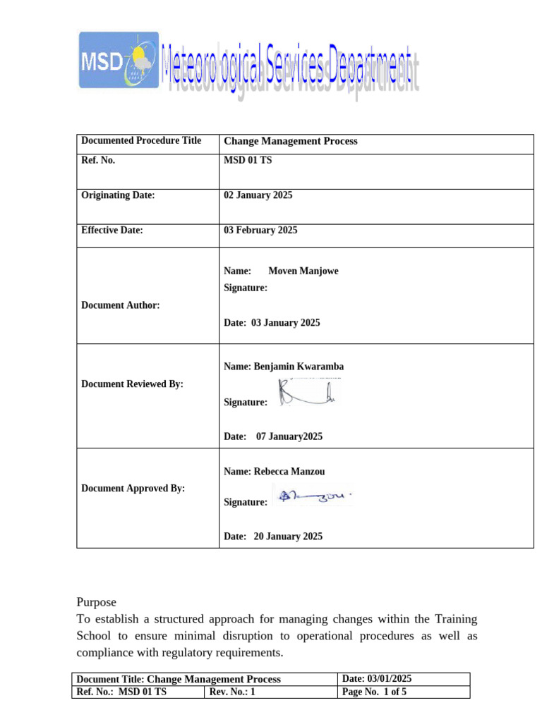 MSD 01 TS Change Management Process | PDF | Quality Management System ...