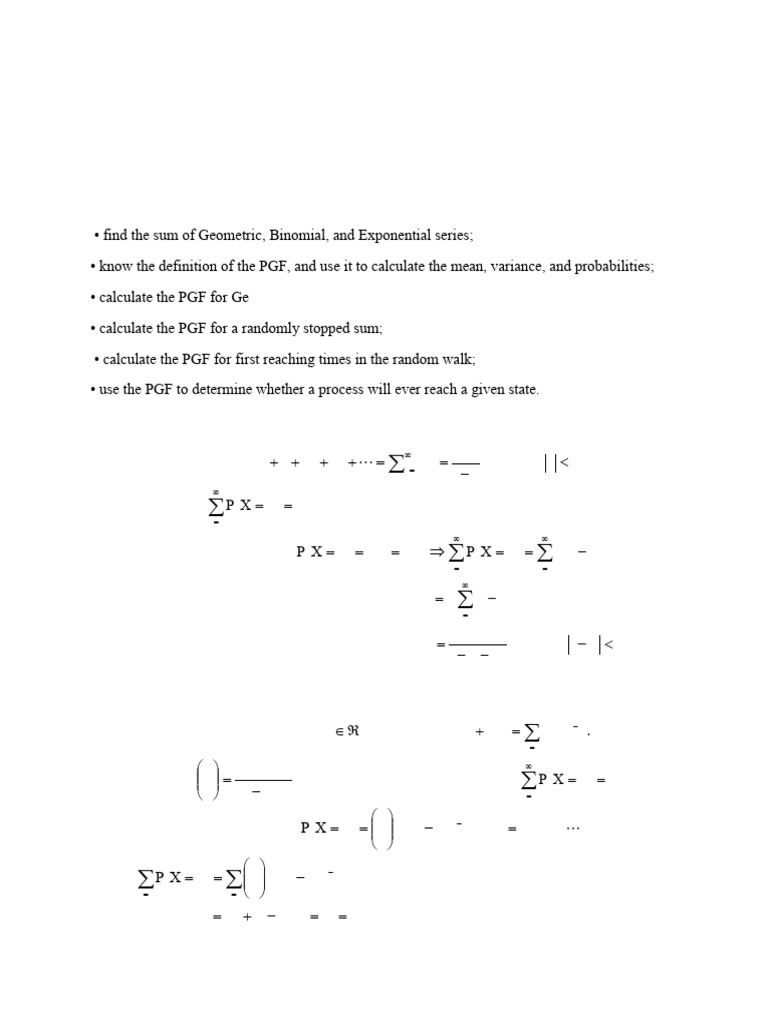 Probability Generating Functions | PDF | Probability Theory | Probability Distribution