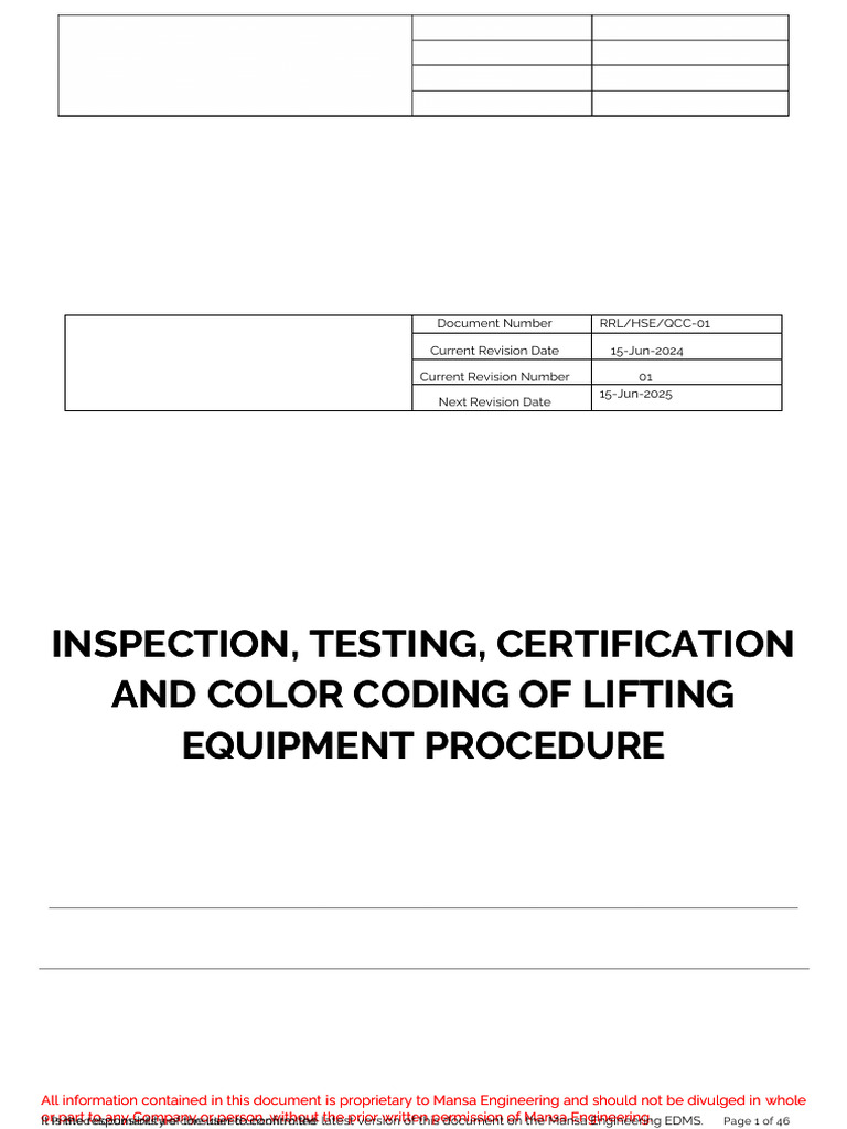 Inspection, Testing, Certification and Color Coding of Lifting ...