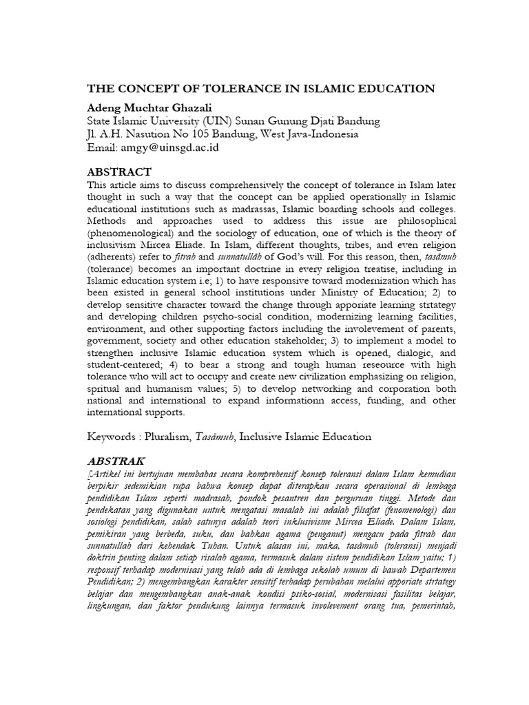 en The Concept of Tolerance in Islamic Educ | PDF | Religious Pluralism ...