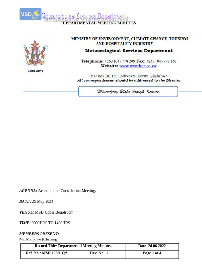 Training School Accreditation Consultation Meeting Minutes | PDF ...