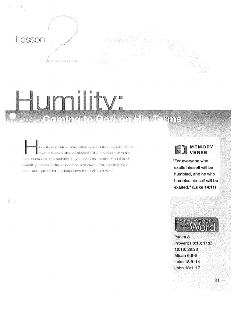 Lesson 2 - Humility | PDF