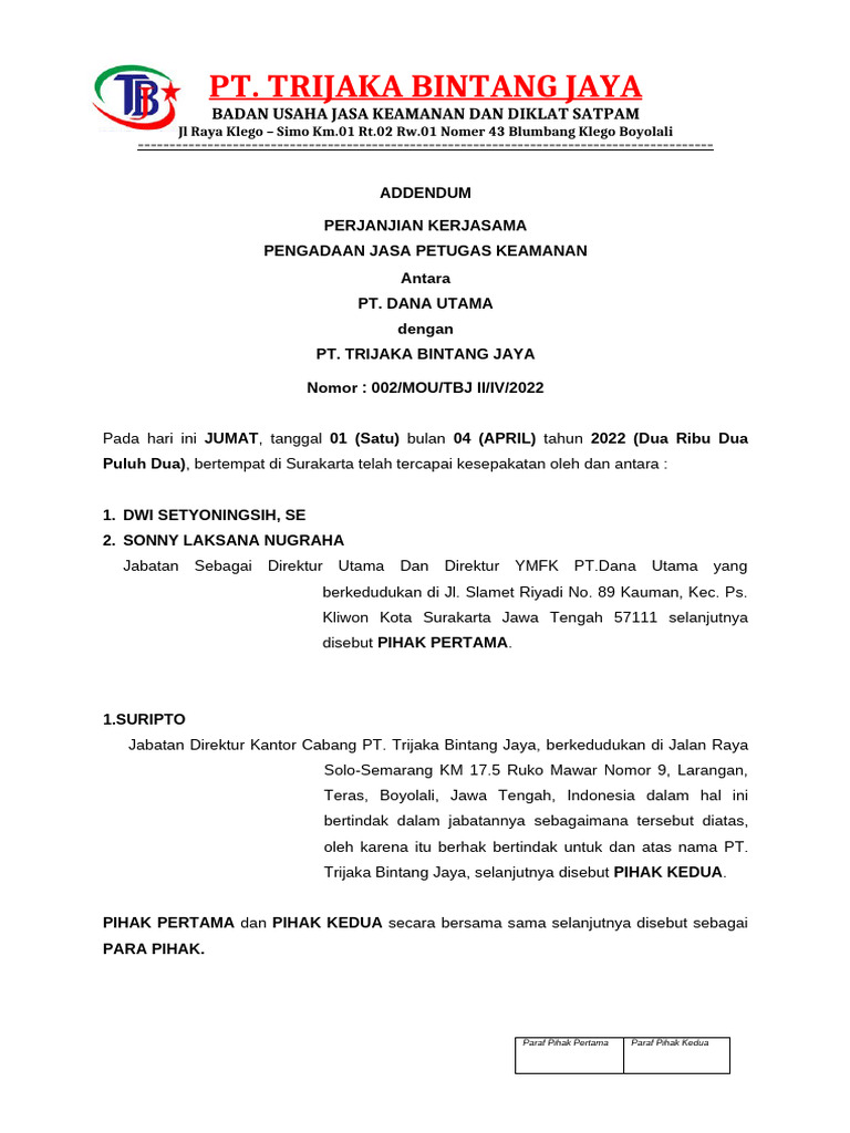 Surat ADDENDUM | PDF