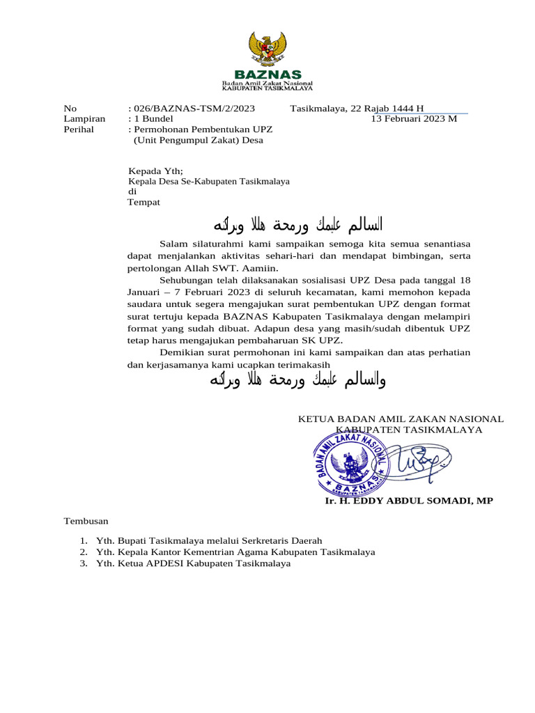 Permohonan Pembentukan UPZ Desa | PDF