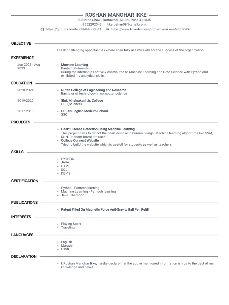 Roshan Ikke Cv | PDF | Machine Learning | Computer Science