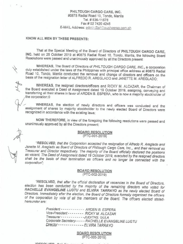 Amended Board Resolution | PDF