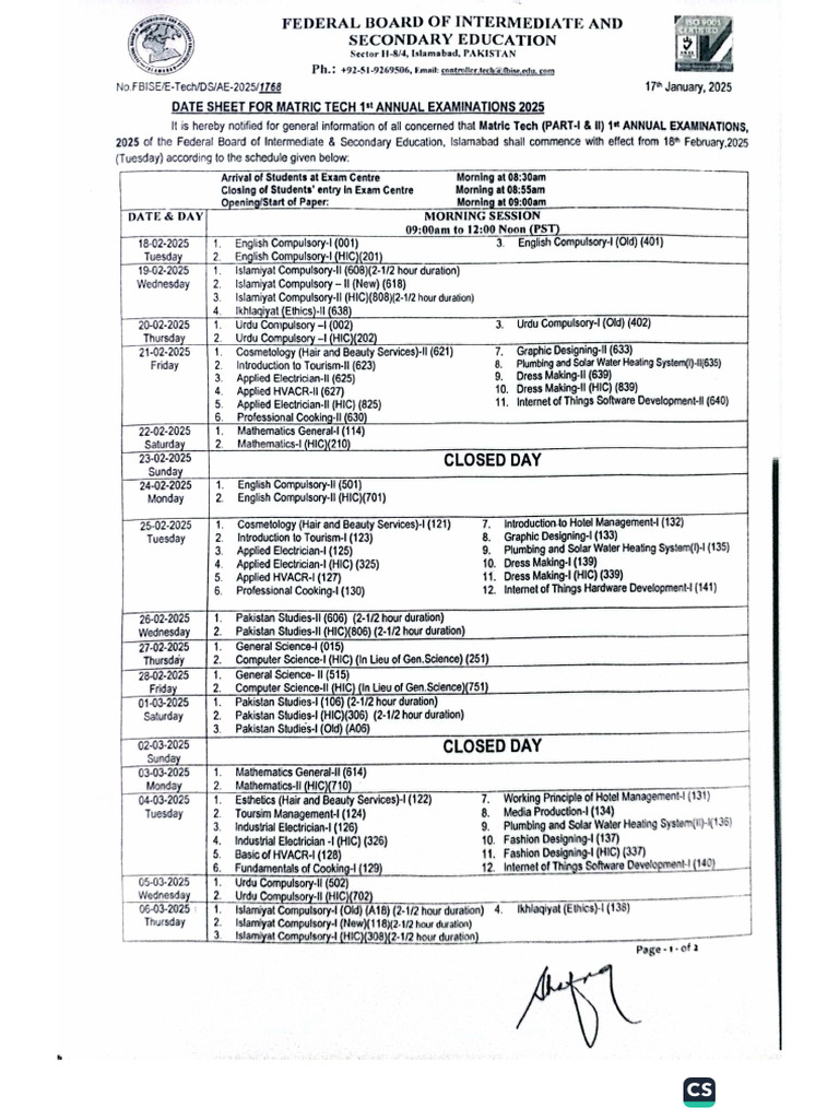 Matric Tech 1A25 | PDF