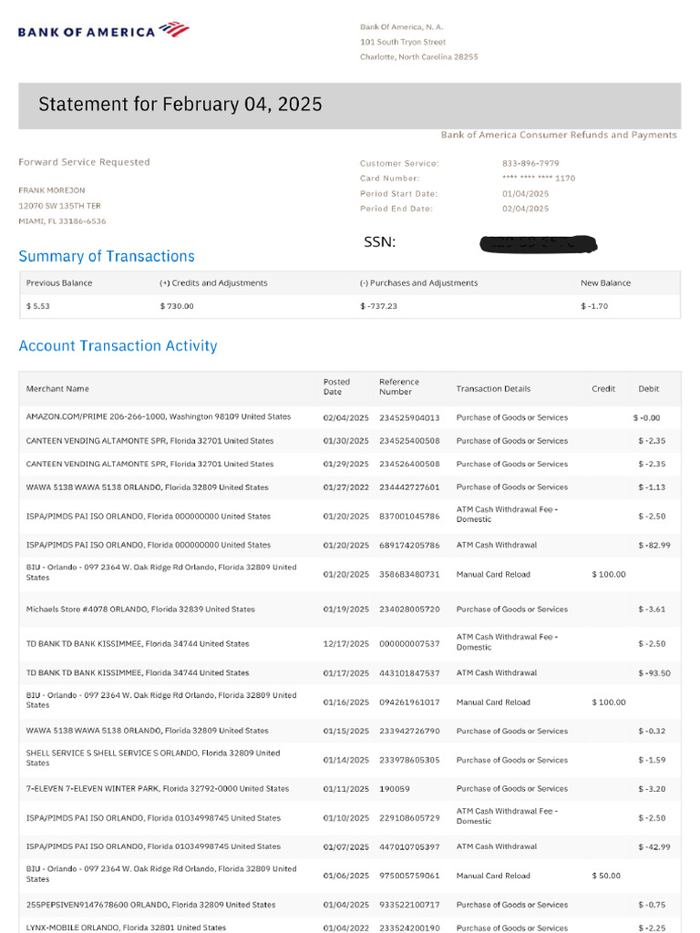 My Bank Statement Redacted | PDF