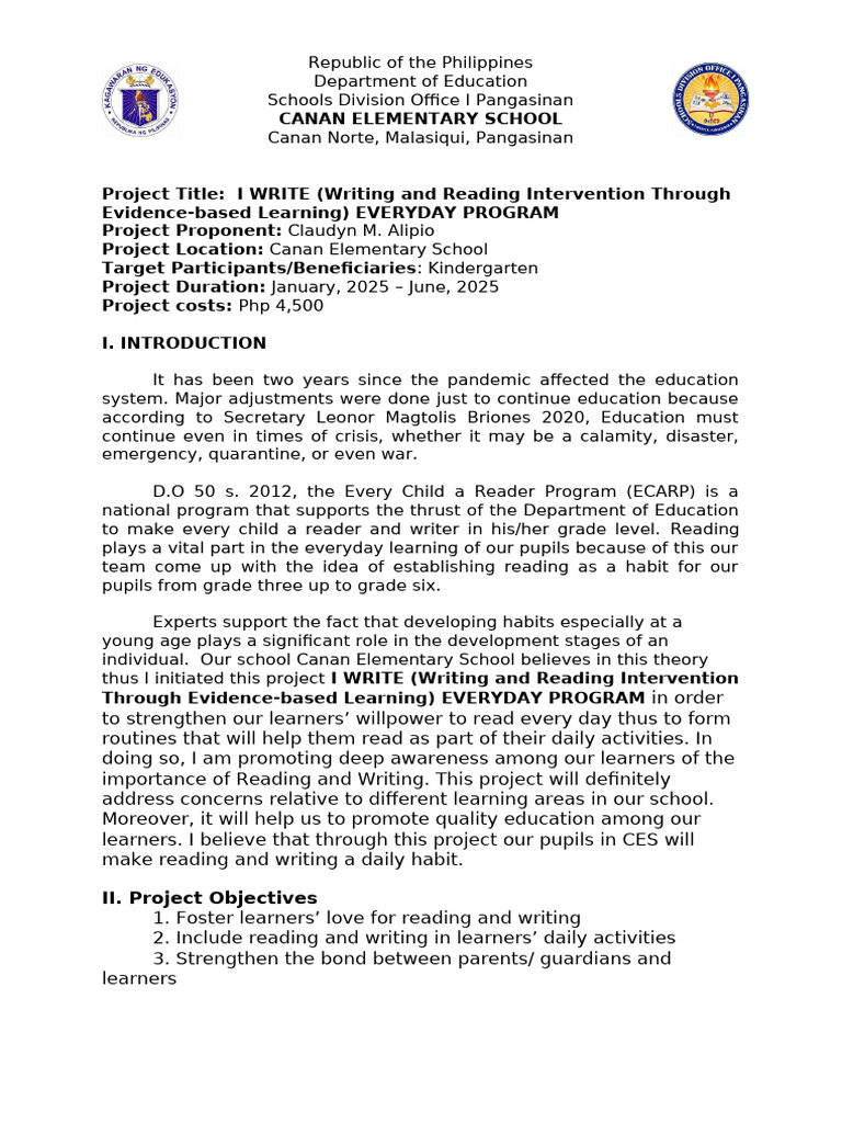 Project Proposal I Write Everyday | PDF | Cognition | Learning