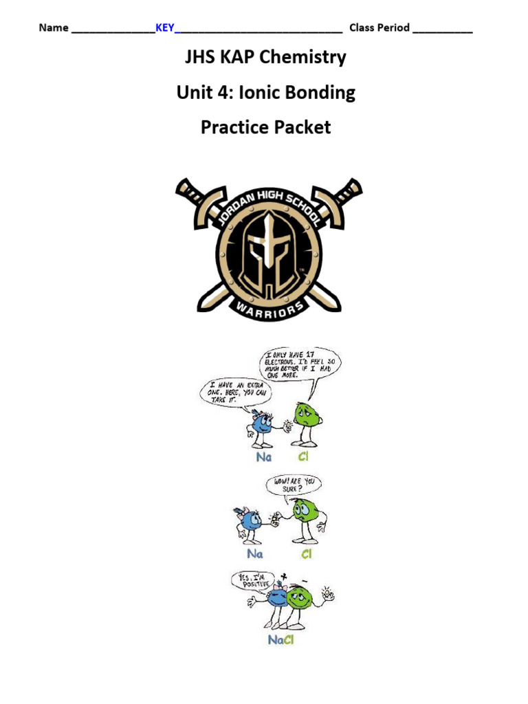 KEY+Ionic+Bonding+Practice+Packet+KAP+24-25 | PDF | Ion | Chemical Bond