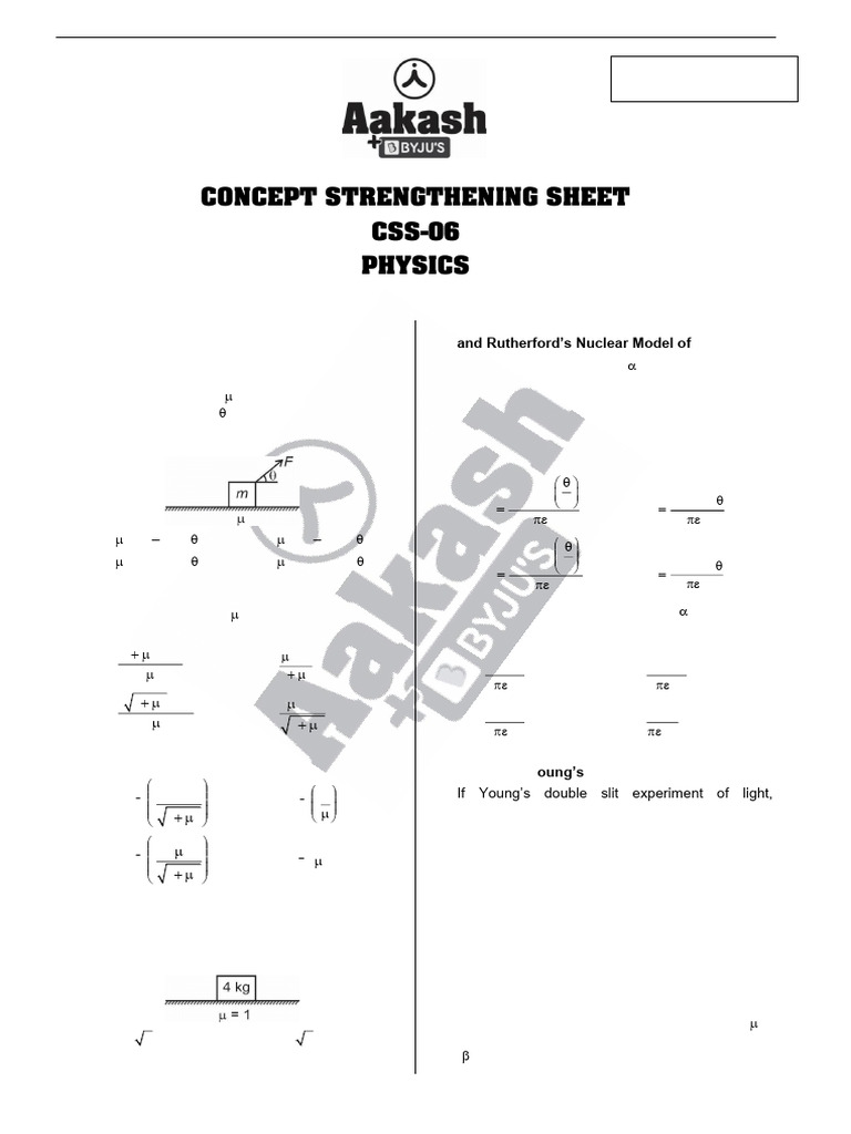 Concept_Strengthening_Sheet_CSS_06_Based_on_CST_11_&_12_1 | PDF | Young's Modulus | Force