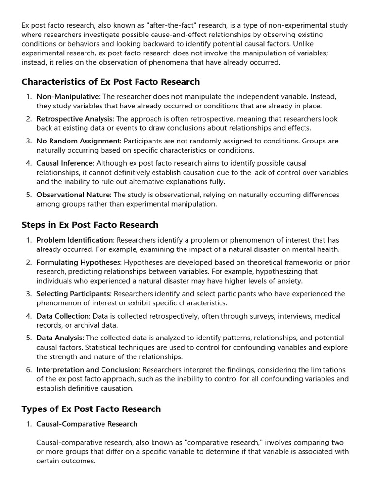 Understanding Ex Post Facto Research | PDF | Causality | Confounding
