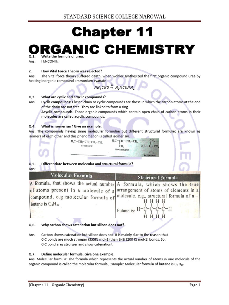 Chapter 11 Organic Chemistry | PDF | Natural Gas | Fuels
