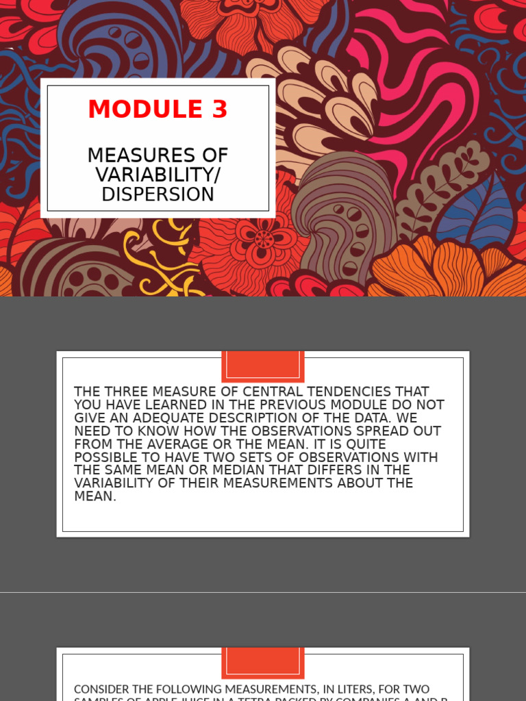 CH 2 L 3 ST NOTES M OF DISPERSION | PDF | Standard Deviation | Mean