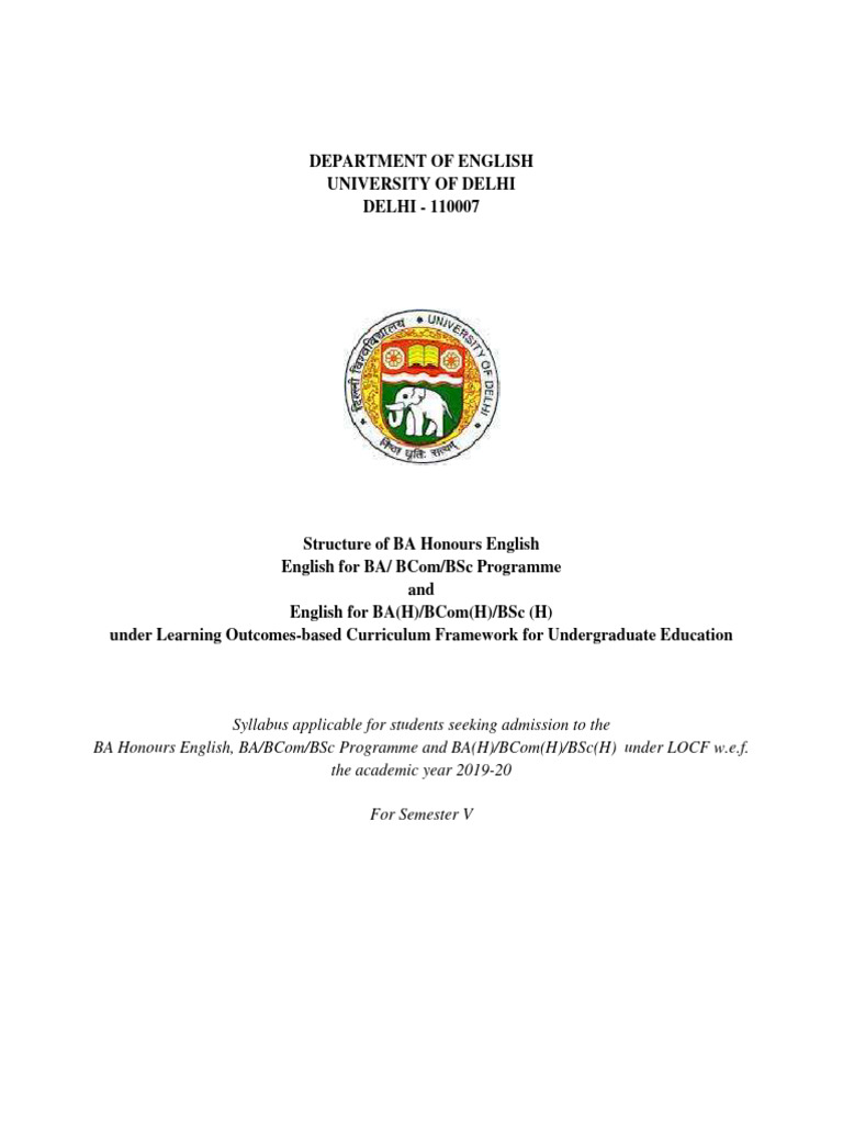 BA English 6th Semester Syllabus Overview | PDF | English Literature ...