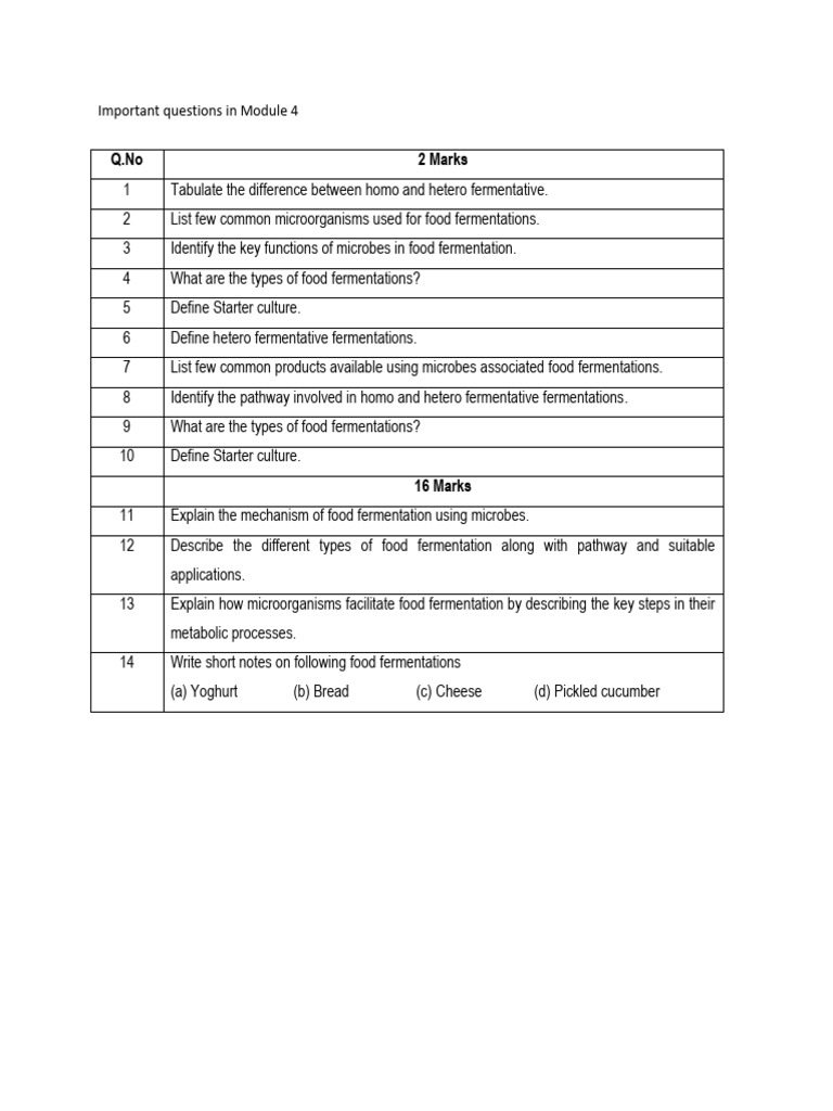 Food Microbiology Important Questions | PDF | Microorganism | Foodborne ...