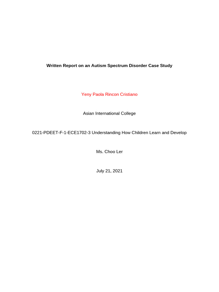 Autism Case Study of a Filipino Child | PDF | Learning | Autism