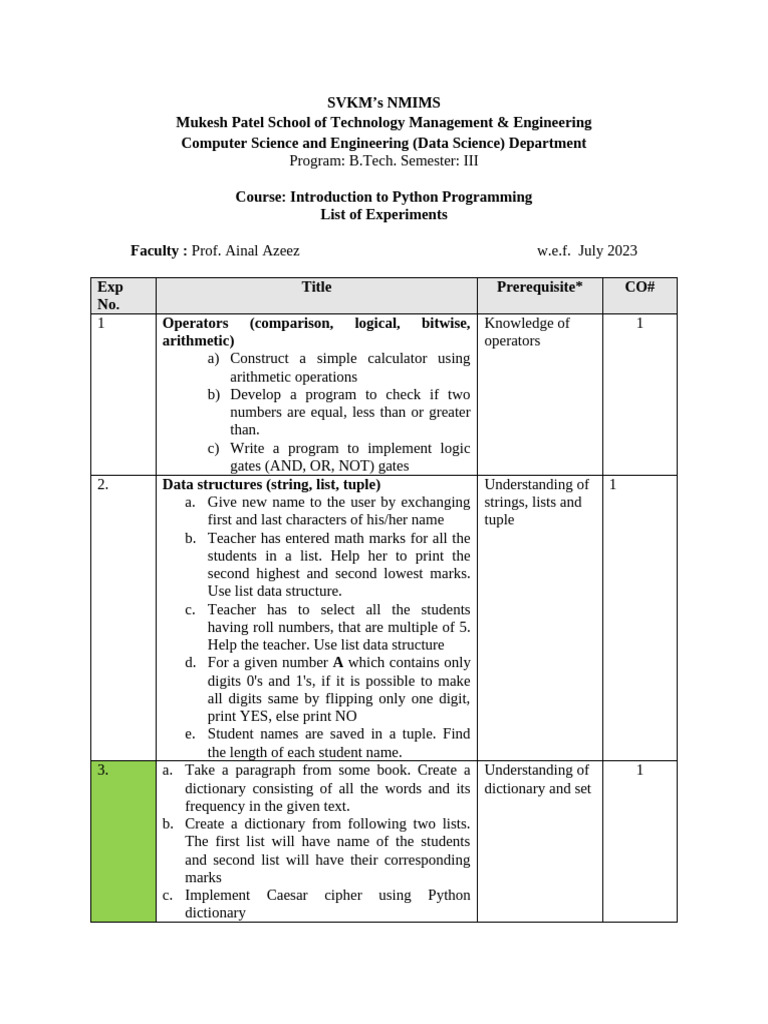 EXPT3 DataStructures C3cD2dTlNG NSeMlYxmut | PDF | Experiment | Python (Programming Language)
