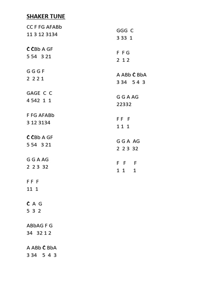 Shaker Tune | PDF