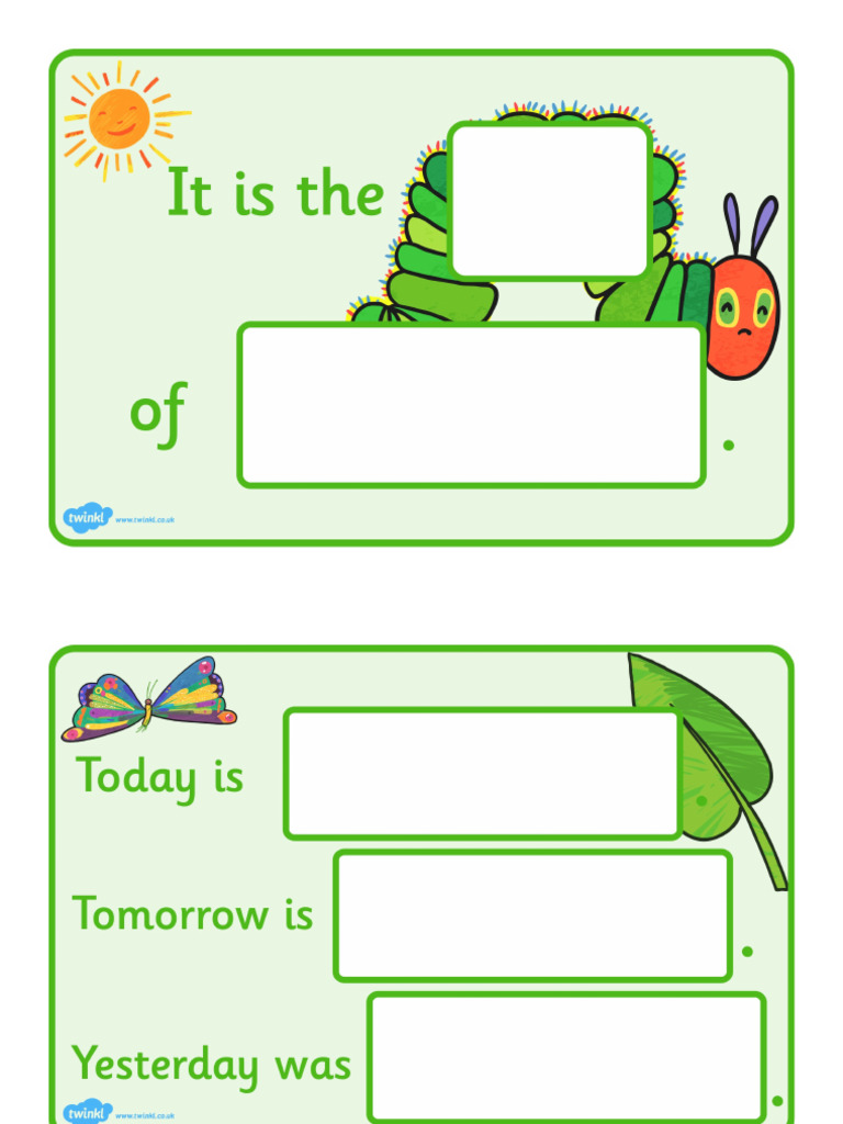 T T 7417 The Very Hungry Caterpillar Themed Classroom Display Calendar ...