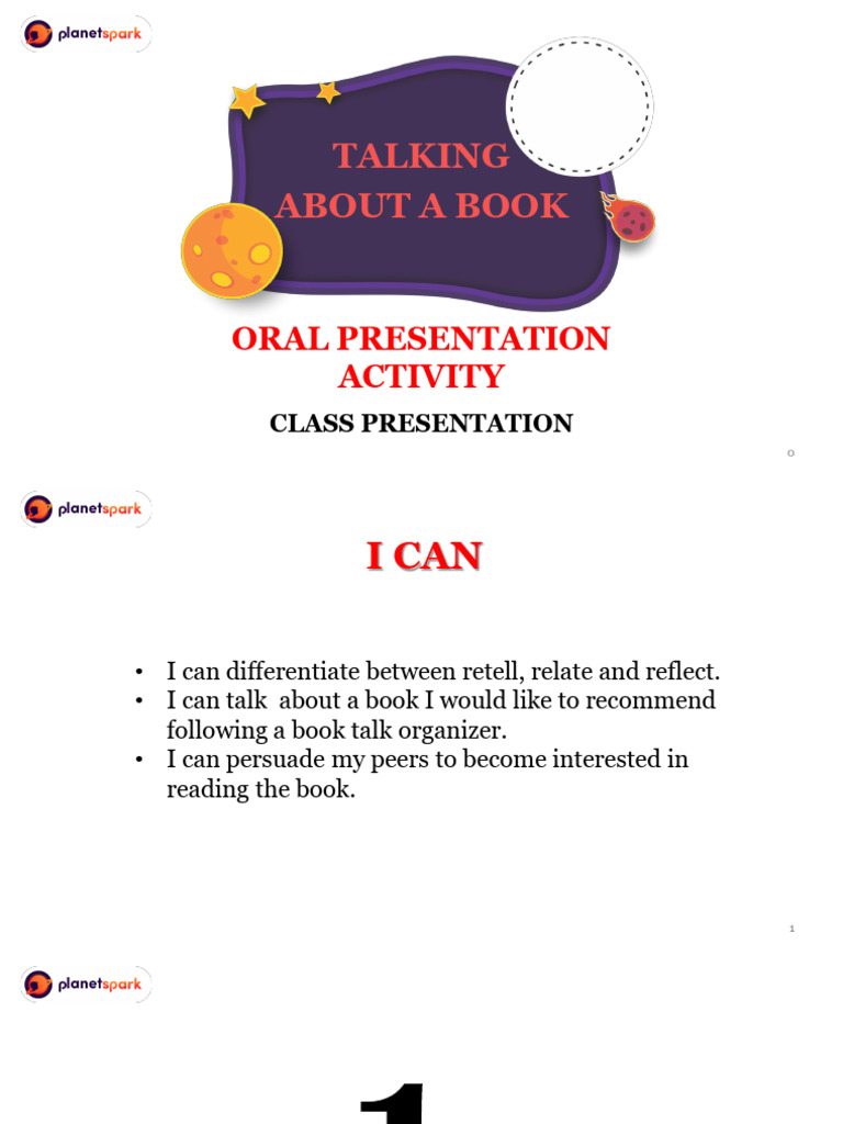 P3B.10.1.1 CL Talking+About+a+Book+Oral+Presentation+Activity | PDF ...