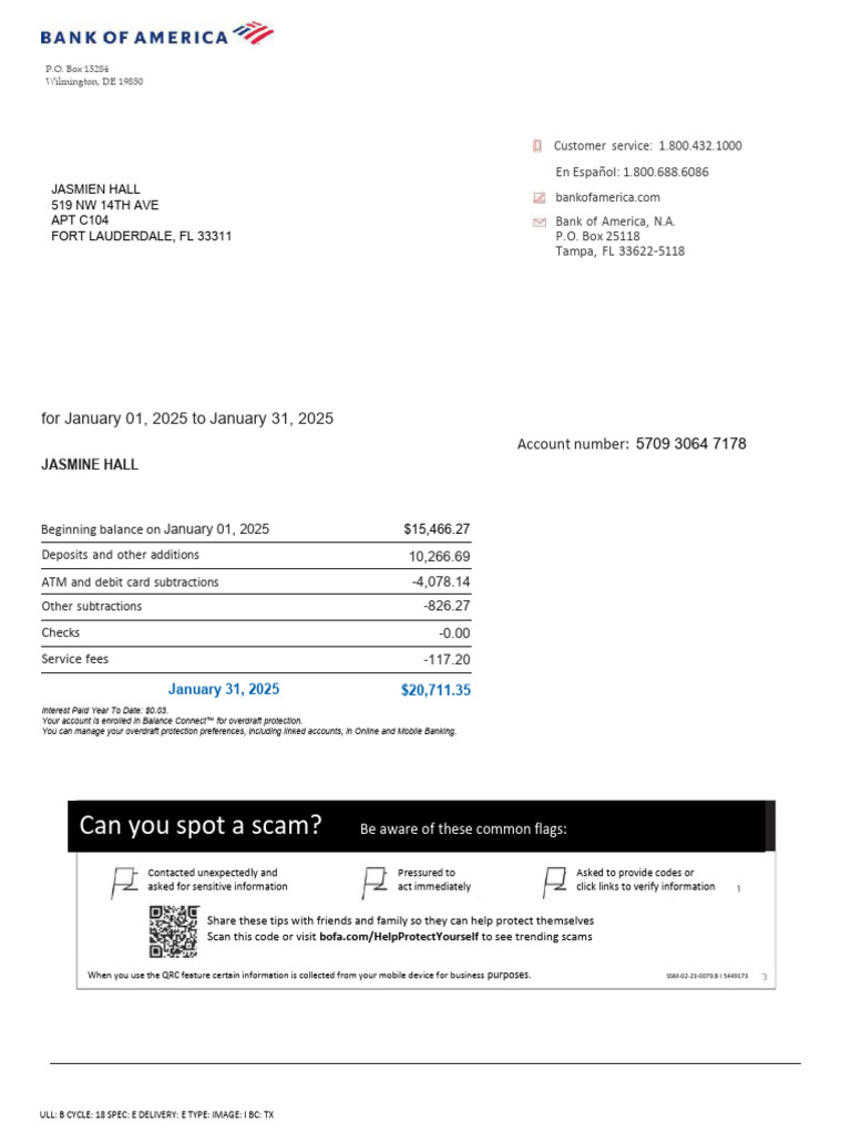 BOABankstatement (3) Compressed | PDF | Overdraft | Transaction Account