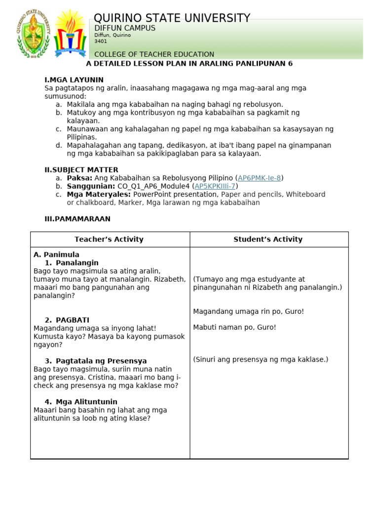 A Detailed Lesson Plan in Araling Panlipunan 6 | PDF