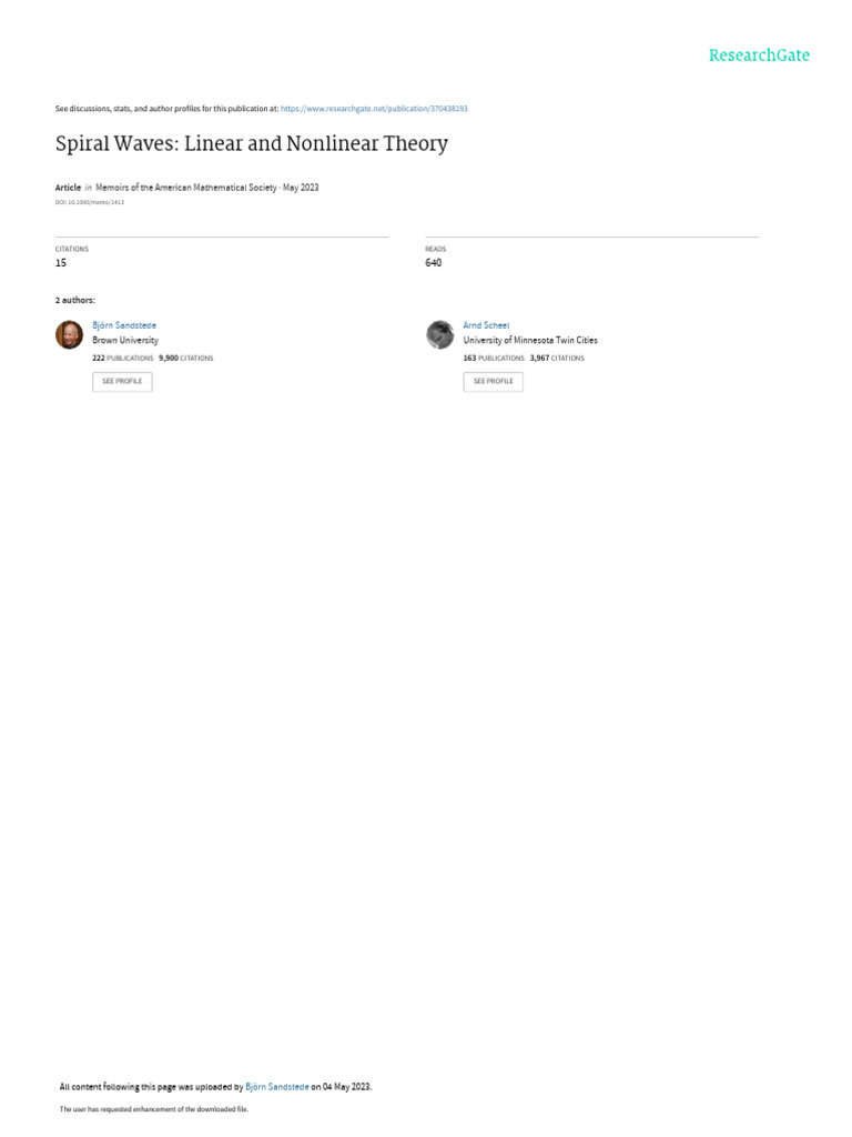Spiral Waves: Linear & Nonlinear Analysis | PDF | Waves | Wavenumber