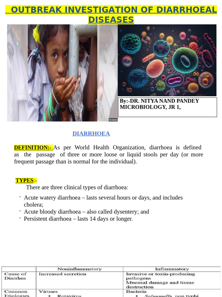 Diarrhoea Seminar NITYA PPT Final | PDF | Diarrhea | Medical Specialties