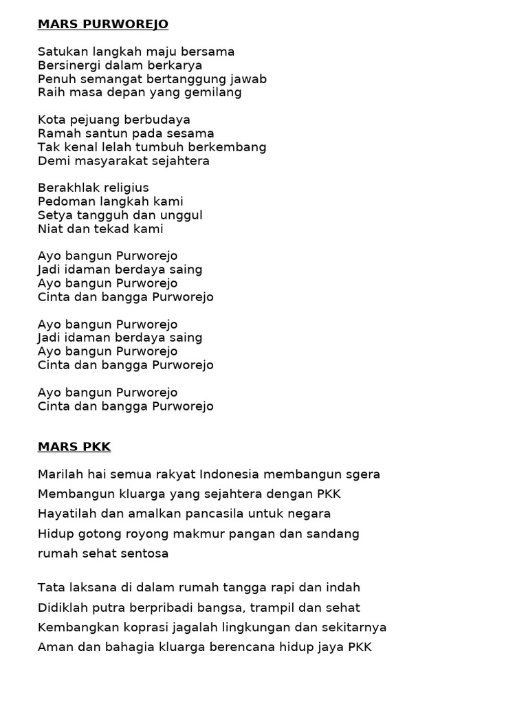 Mars Purworejo Dan Mars Pkk | PDF
