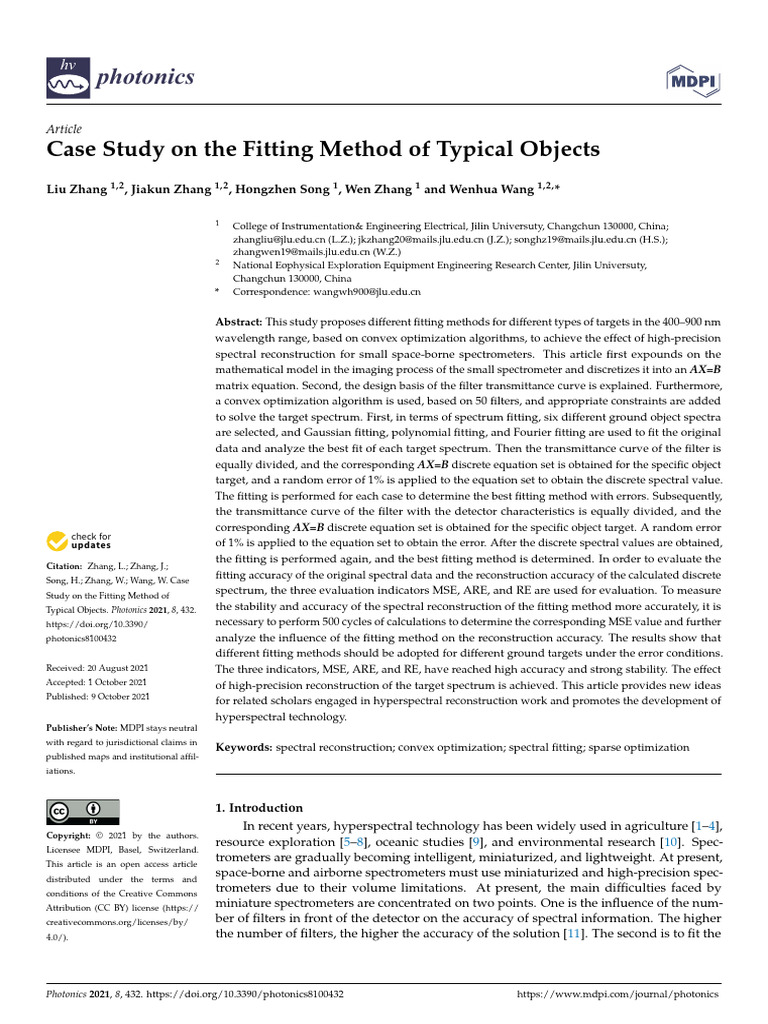 photonics-08-00432-v2 | PDF | System Of Linear Equations | Optical Filter