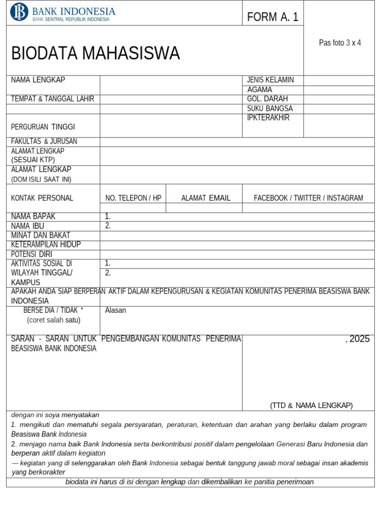 Formulir A1 2025-1 | PDF