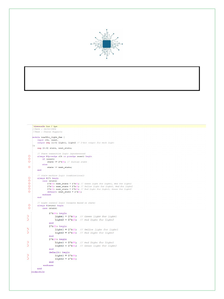 Implementing Traffic Light Controller Using FSM | PDF