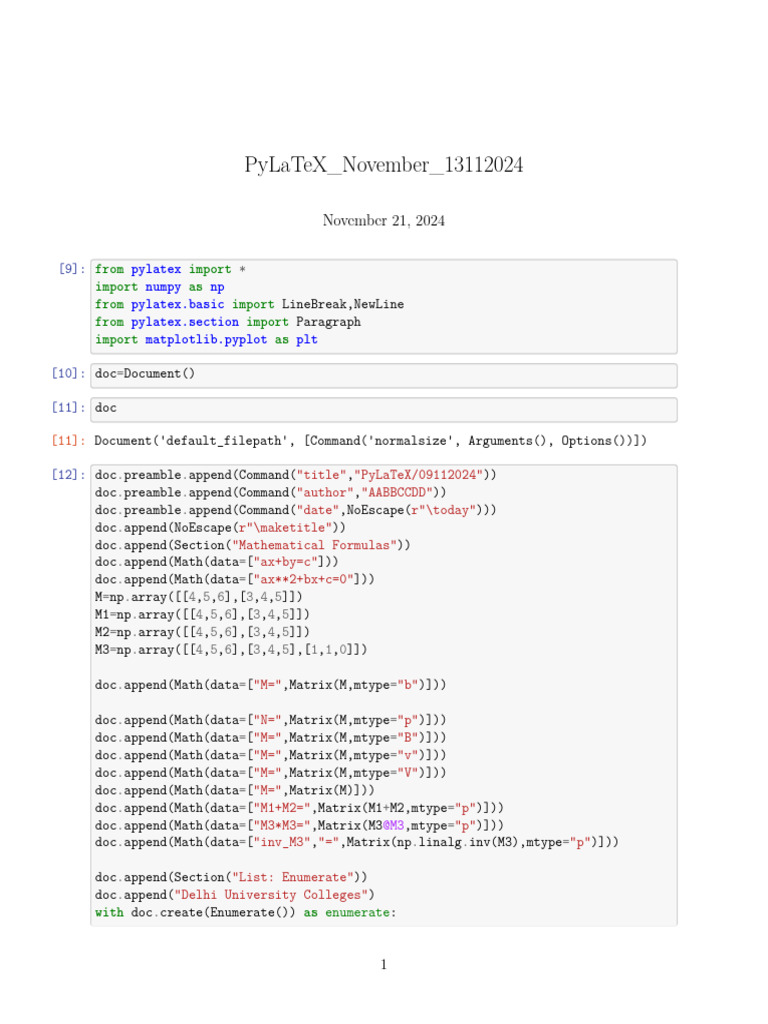 PyLaTeX November 13112024 | PDF | Mathematics