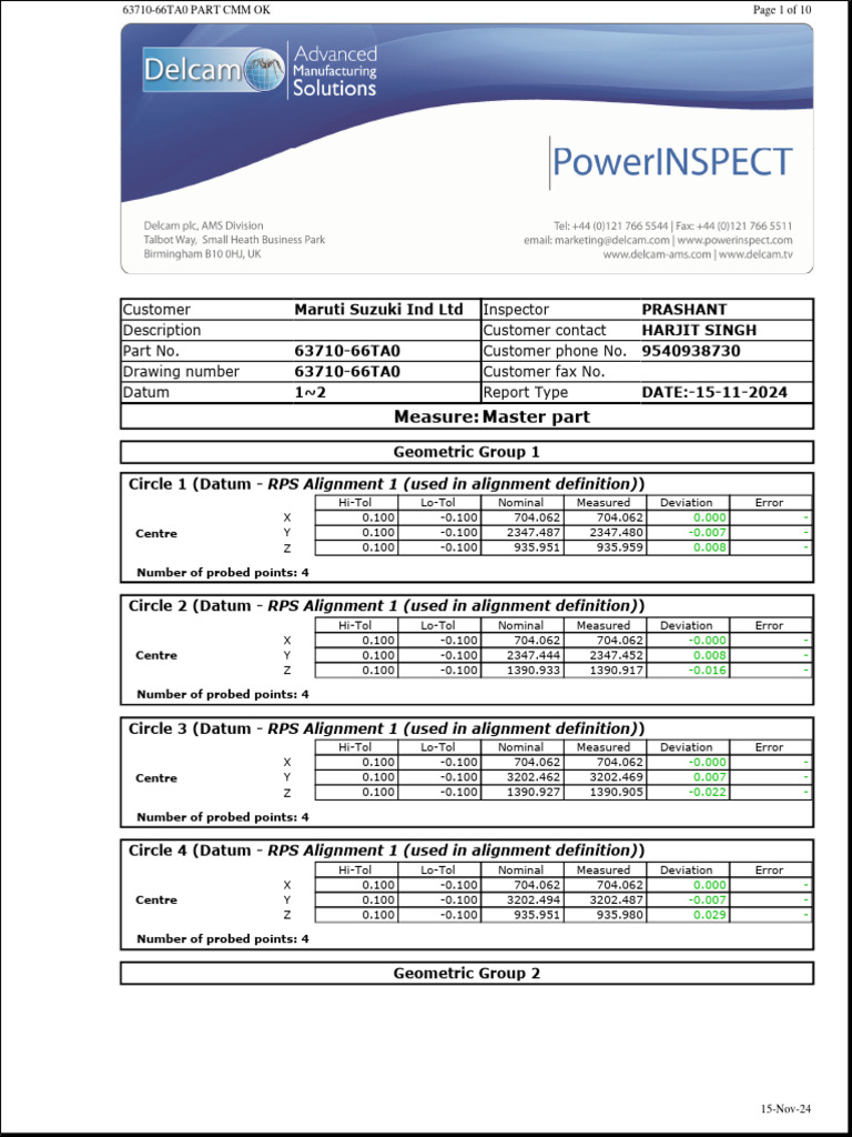 63710-66TA0 PART CMM - Report | PDF