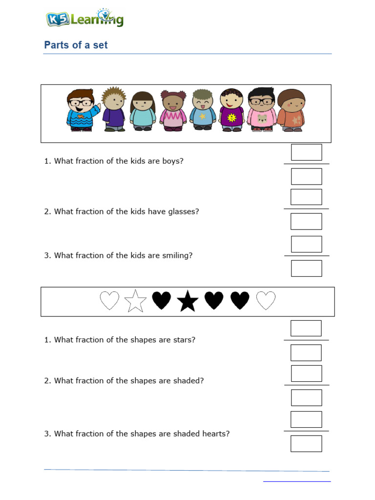 Parts of A Set - Grade 2 Fractions Worksheet | PDF