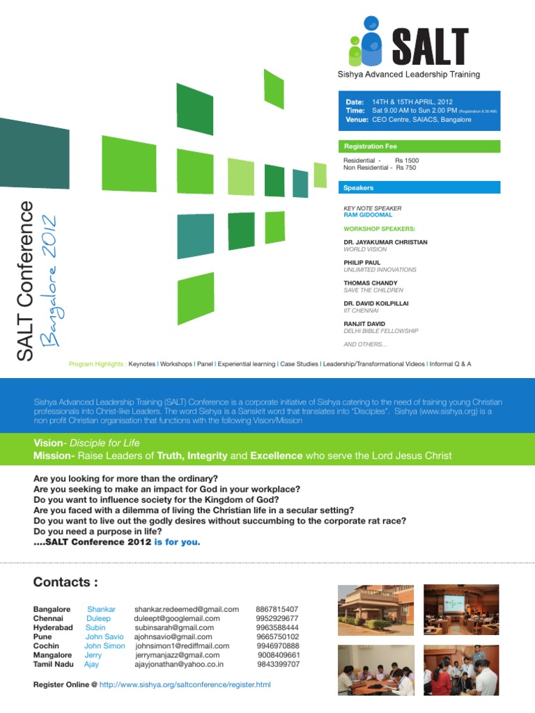 SALT Conference 2012: Christian Leadership Training | PDF | Career ...