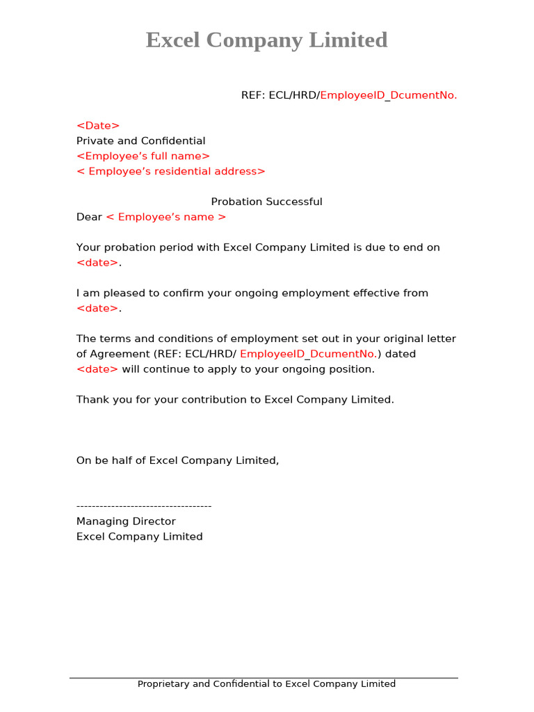 Permanent Letter (Sample) | PDF