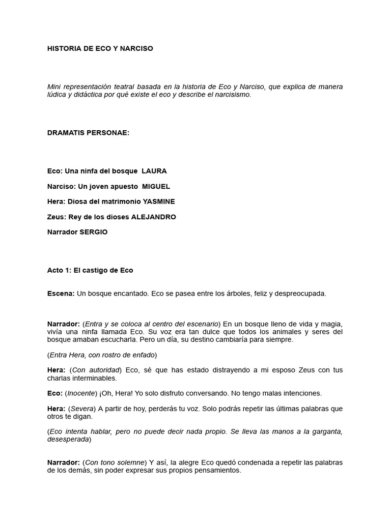 HISTORIA DE ECO Y NARCISO | PDF