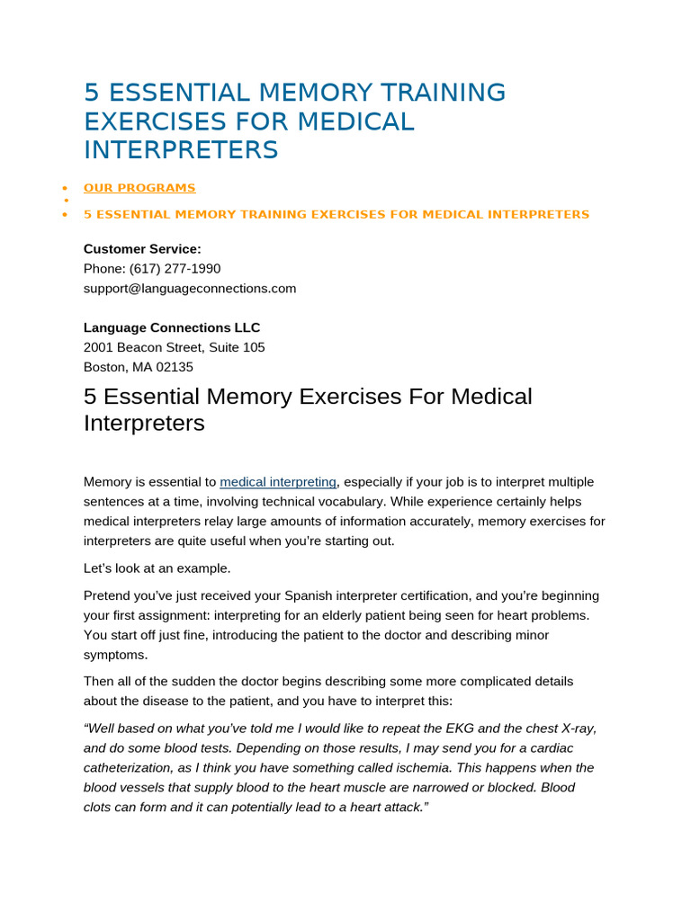 5 Essential Memory Training Exercises for Medical Interpreters تعزيز ...