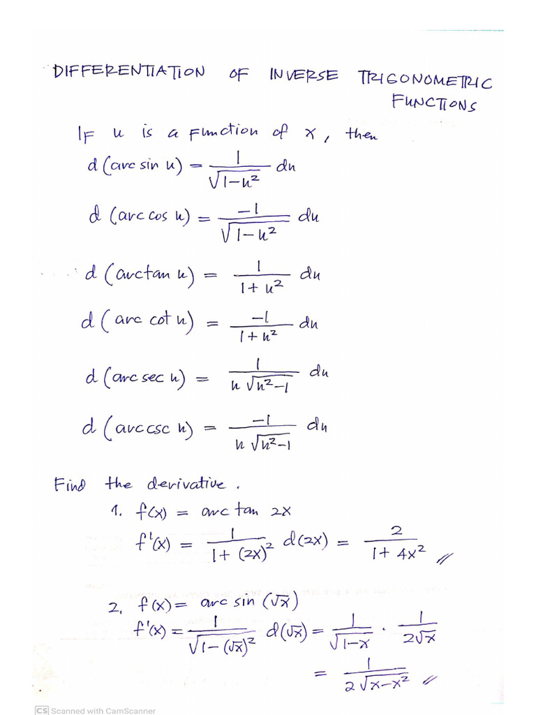 Differentiation-of-Inverse-Trig-Functions | PDF